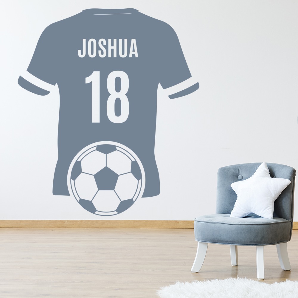 Personalised Name & Number Football Shirt Wall Sticker | Icon Wall Stickers